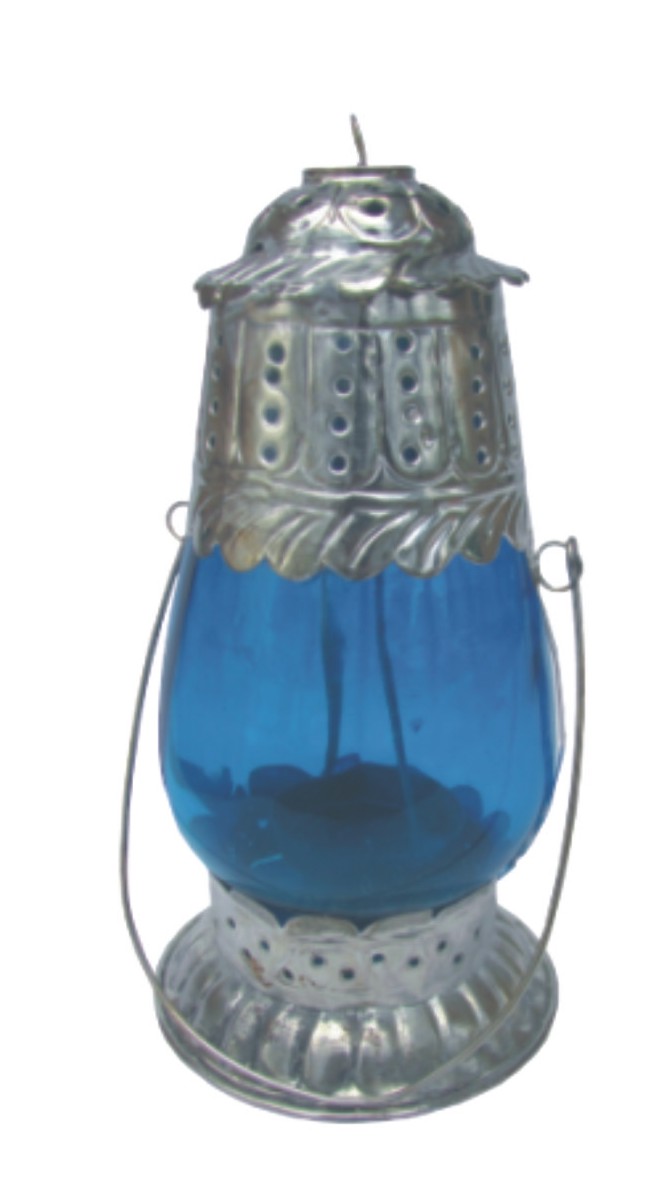 Lantern Glass and Metal Blue Large - Wiccan Wonders