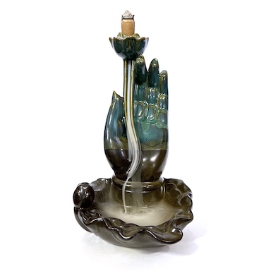 Ceramic Hand in Lotus Backflow - Wiccan Wonders